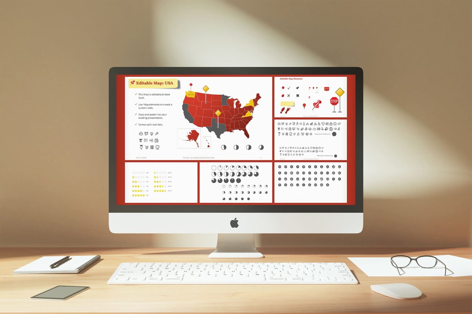 Editable USA Map with Elements.PP – MasterBundles