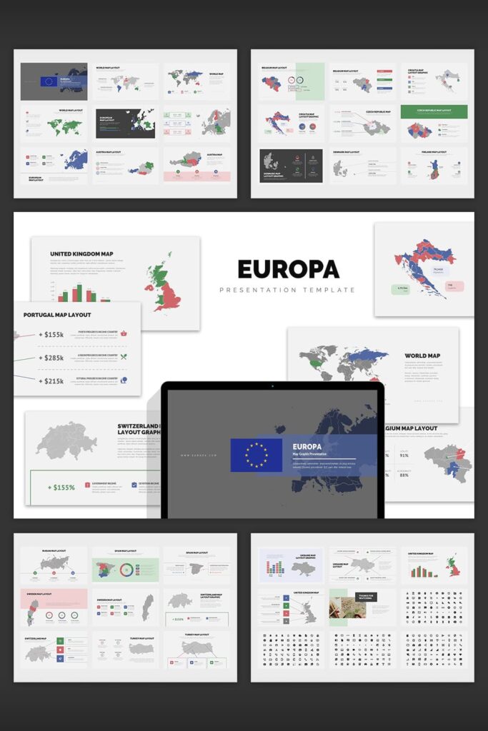 Europa : Europe Area Map Powerpoint – MasterBundles