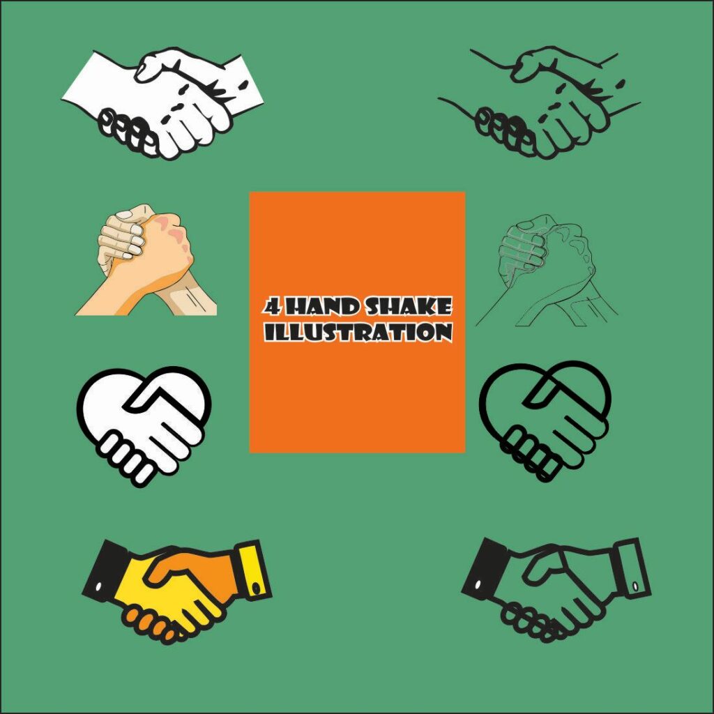 4 shakes hands illustration - only $12 - MasterBundles
