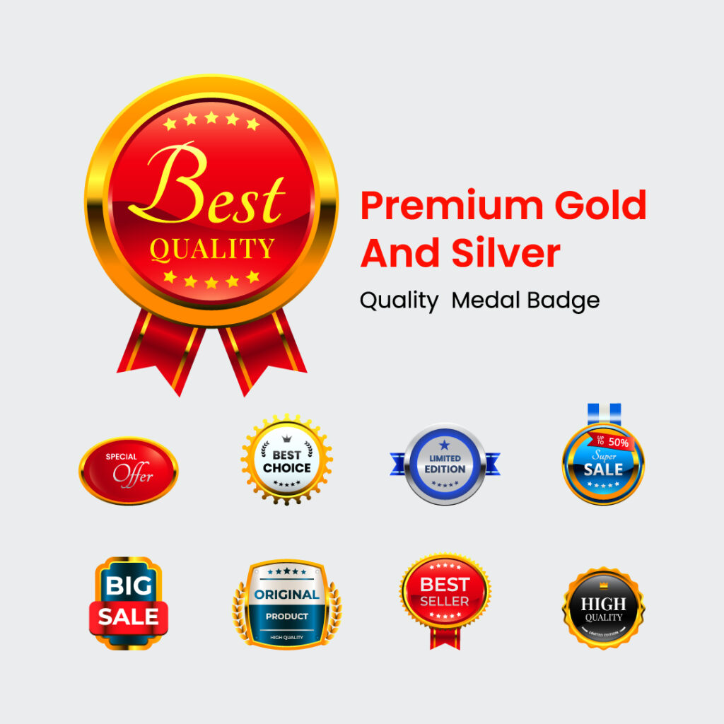 Premium Gold And Silver Quality Medal Badge - MasterBundles