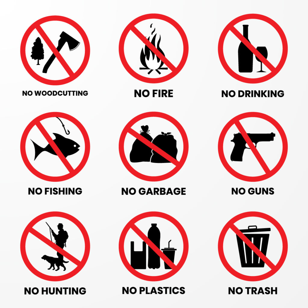 Prohibition signs sticker with text inscription on isolated background ...