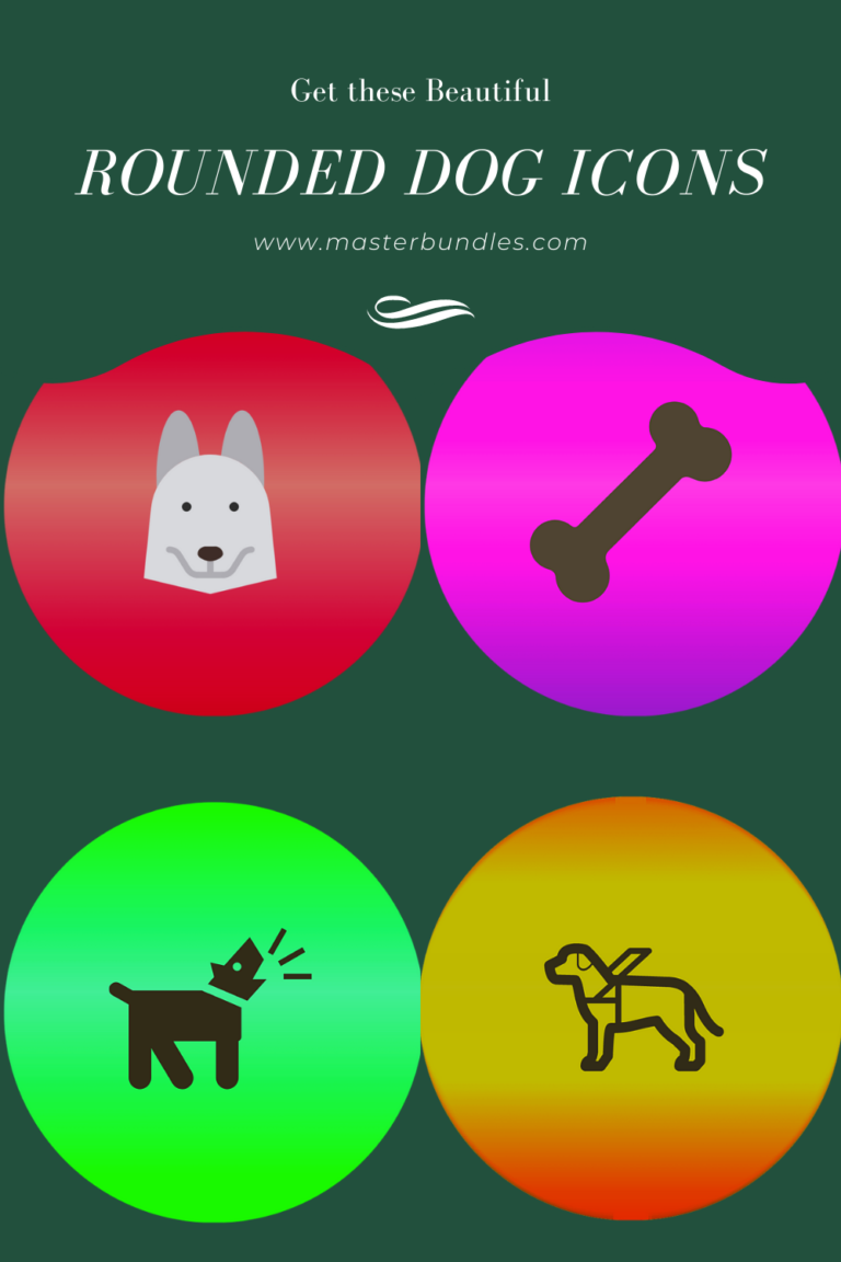 Rounded Dog Icons With Four Different Color Bases - MasterBundles