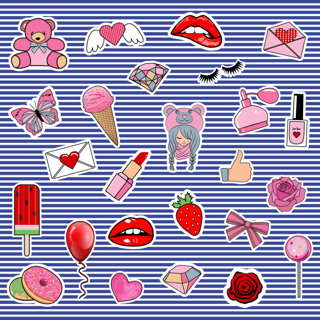 25 Сute girly stickers and patterns - MasterBundles