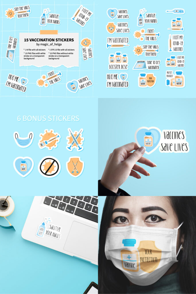15 Vaccination stickers - MasterBundles