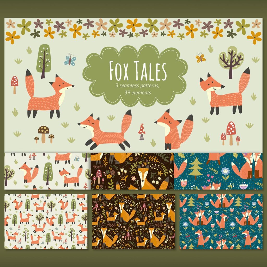 Fox Tales: Patterns & Clipart – MasterBundles