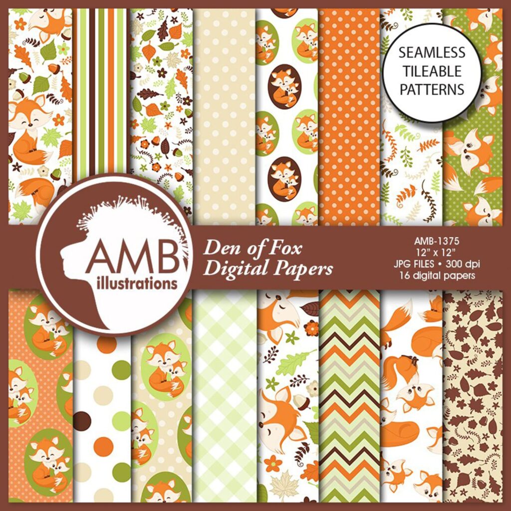 Fox Digital Paper and Clipart – MasterBundles