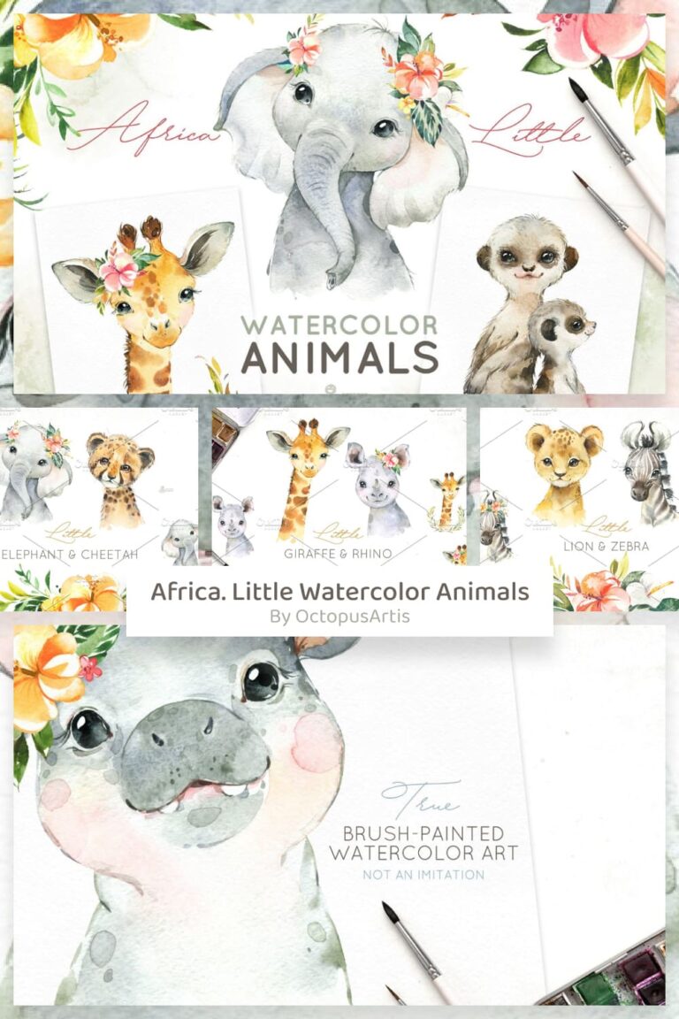 Africa. Little Watercolor Animals – MasterBundles