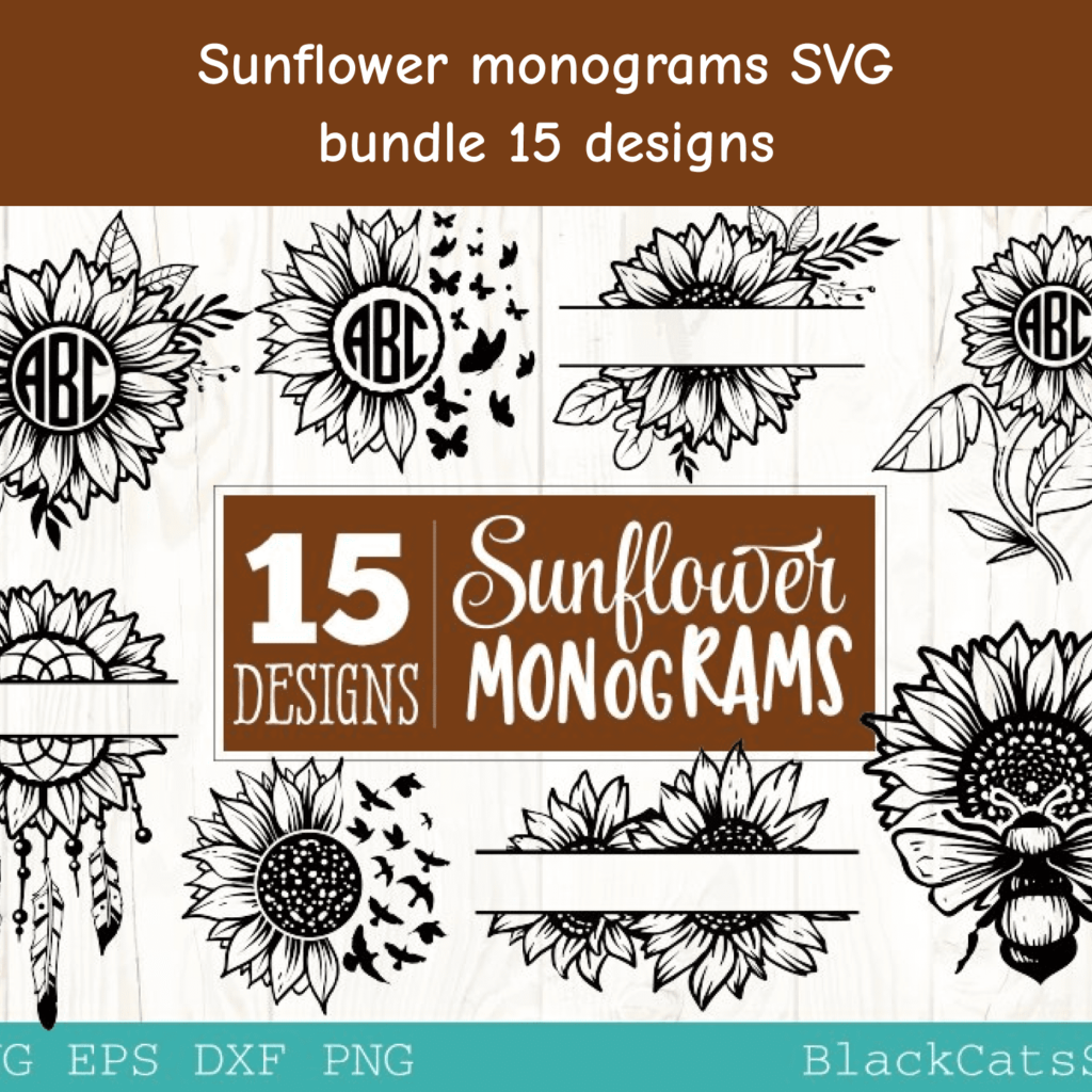 Sunflower Monograms SVG Bundle 15 Designs – MasterBundles