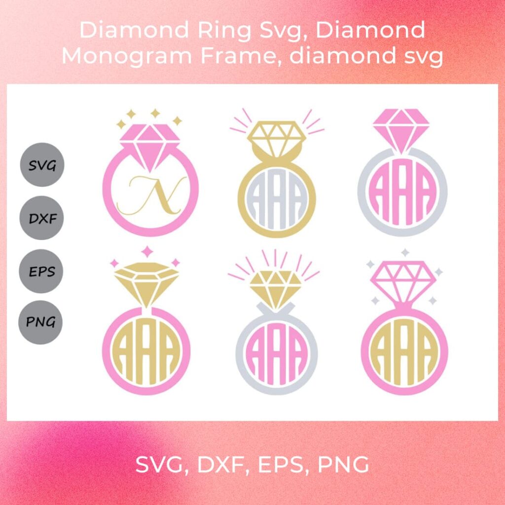 Diamond Ring SVG, Diamond Monogram Frame, Diamond SVG | Master Bundles