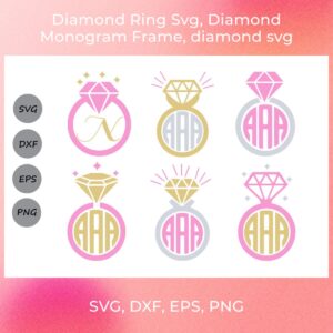 Diamond Ring SVG, Diamond Monogram Frame, Diamond SVG – MasterBundles