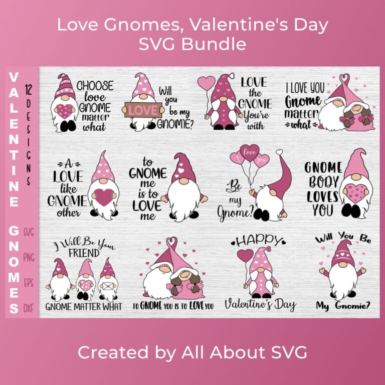 Love Gnomes, Valentine's Day SVG Bundle – MasterBundles