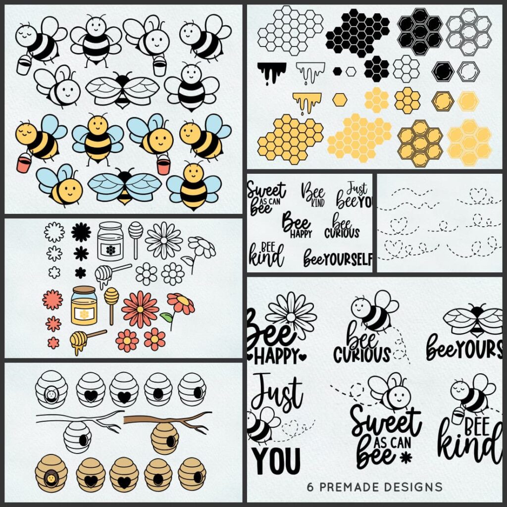 Cute Bees SVG Bundle - Honeycomb Honey Bee SVG PNG Clipart – MasterBundles