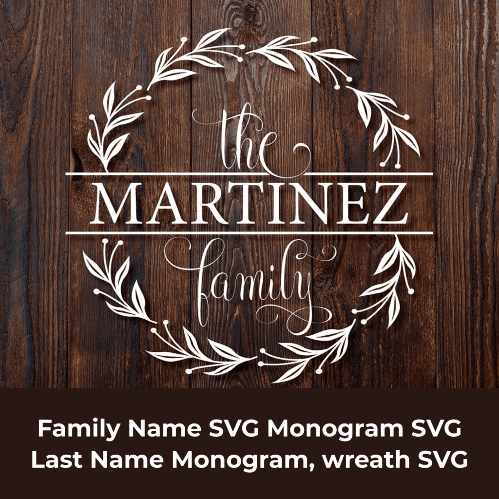 Family Name SVG Monogram SVG Last Name Monogram, Wreath SVG – MasterBundles