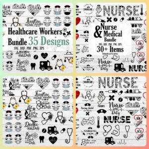 2 in 1 Nurse SVG, Healthcare Workers and Monograms SVG Bundle ...