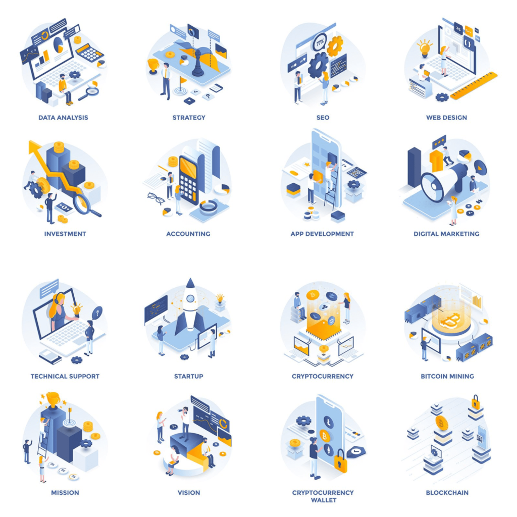 Set of Modern Isometric Concepts – MasterBundles