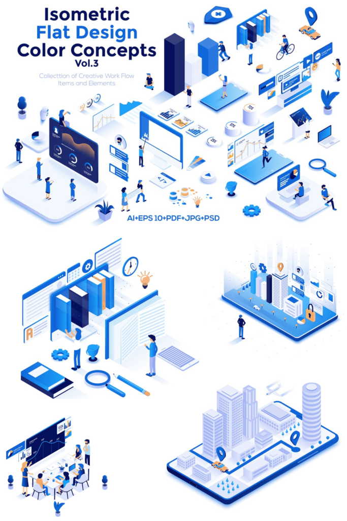 Modern Isometric Illustrations – MasterBundles
