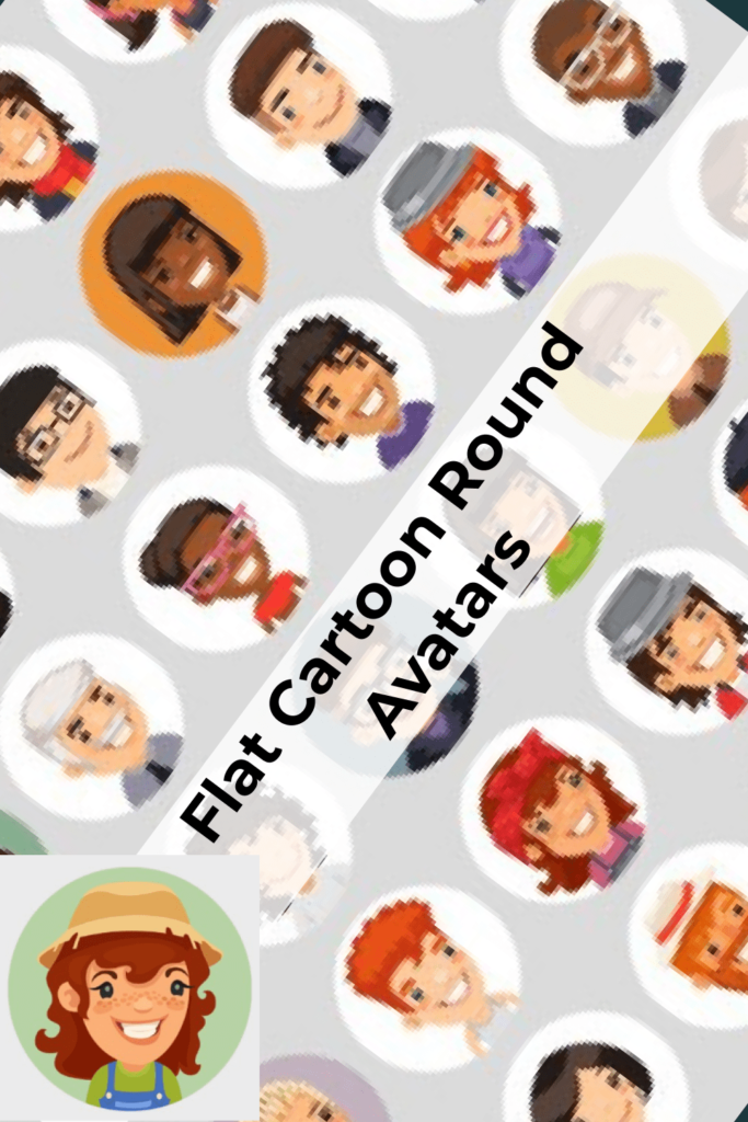 Flat Cartoon Round Avatars – MasterBundles