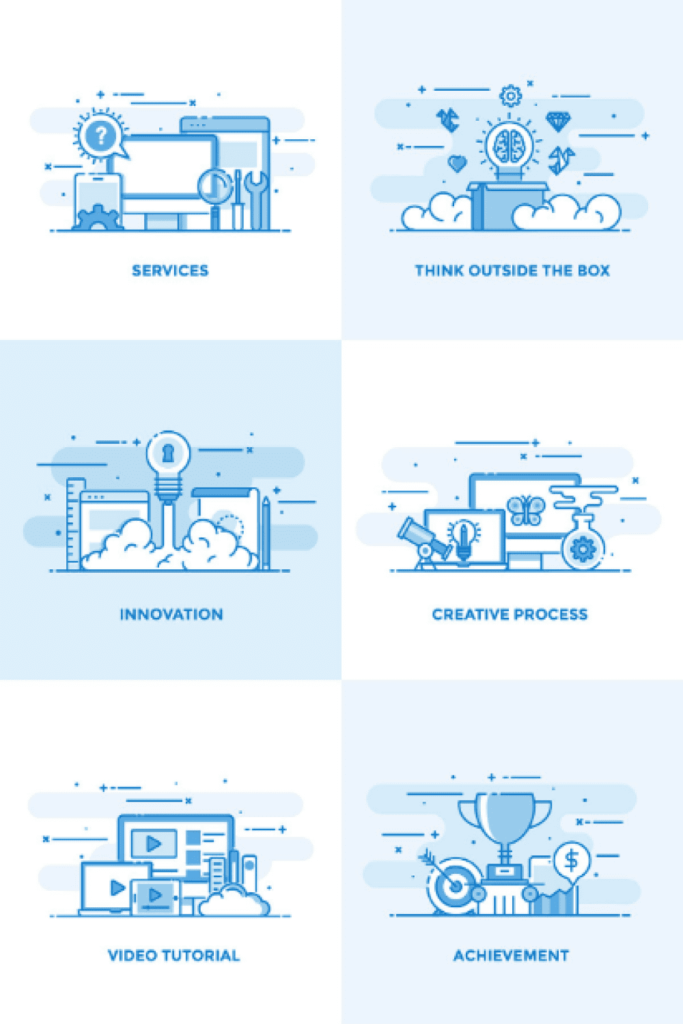 Flat Line Color Conceptual Icons – MasterBundles