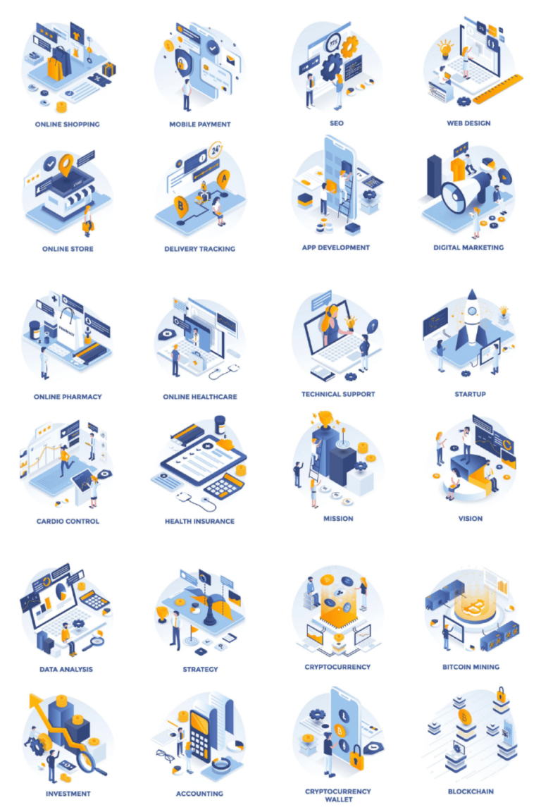 Set of Modern Isometric Concepts | Master Bundles