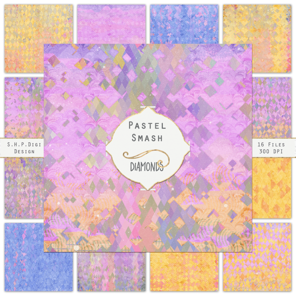 Pastel Diamond Watercolor Textures – MasterBundles