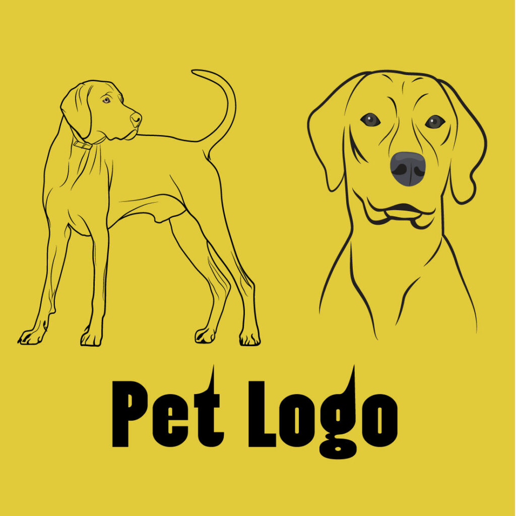 2 Dog Line art logo - MasterBundles
