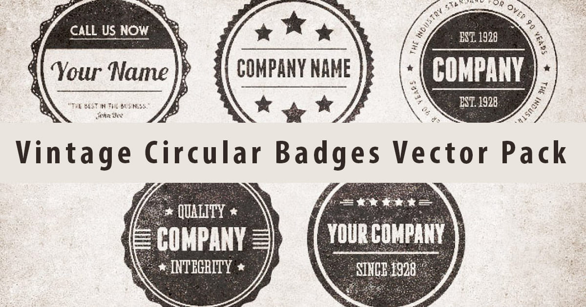 Vintage Circular Badges Vector Pack – MasterBundles