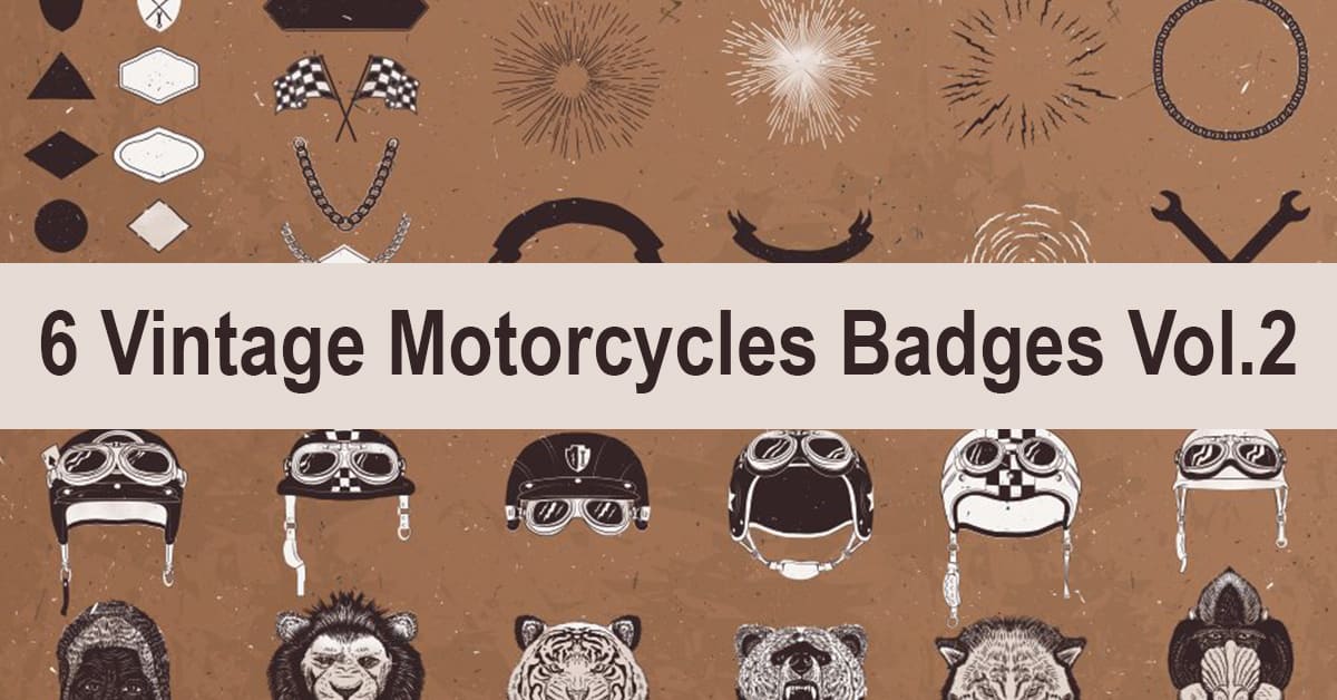 6 Vintage Motorcycles Badges Vol.2 – MasterBundles