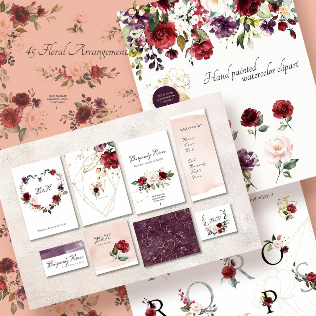 Roses. Watercolor Floral Collection – MasterBundles