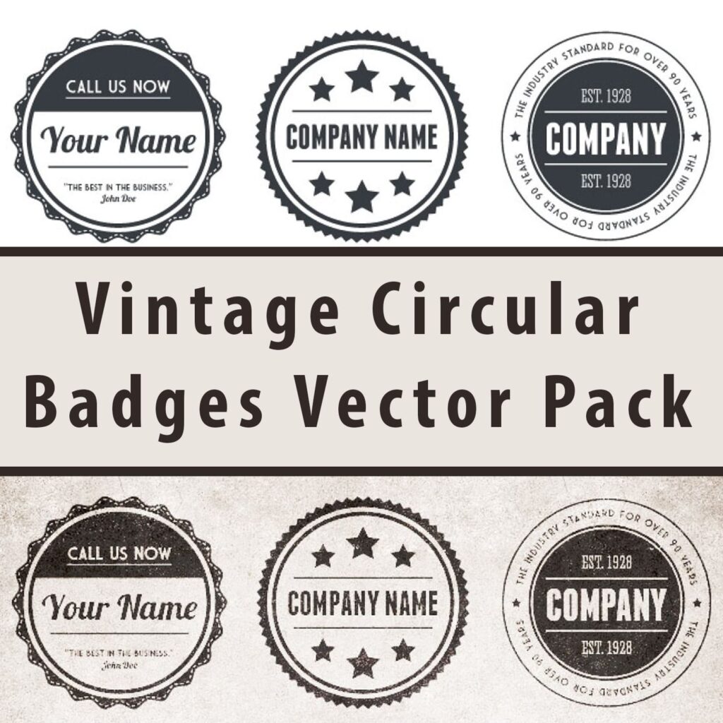 Vintage Circular Badges Vector Pack – MasterBundles