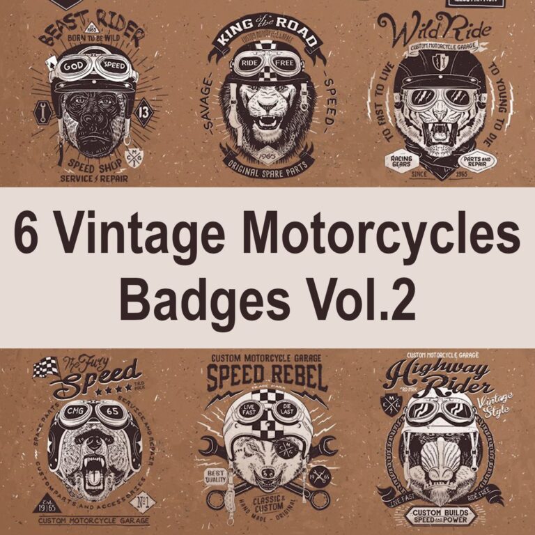 6 Vintage Motorcycles Badges Vol.2 – MasterBundles