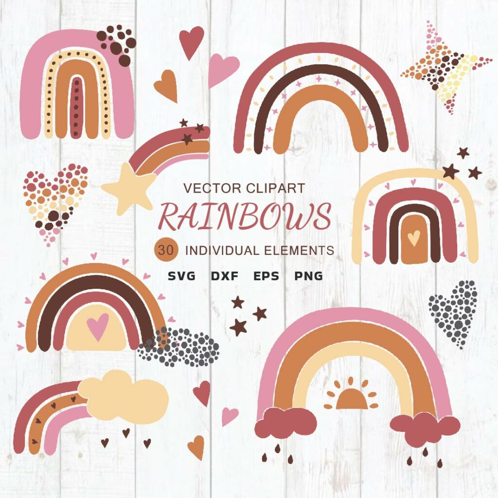 Boho Rainbow baby clipart SVG - MasterBundles