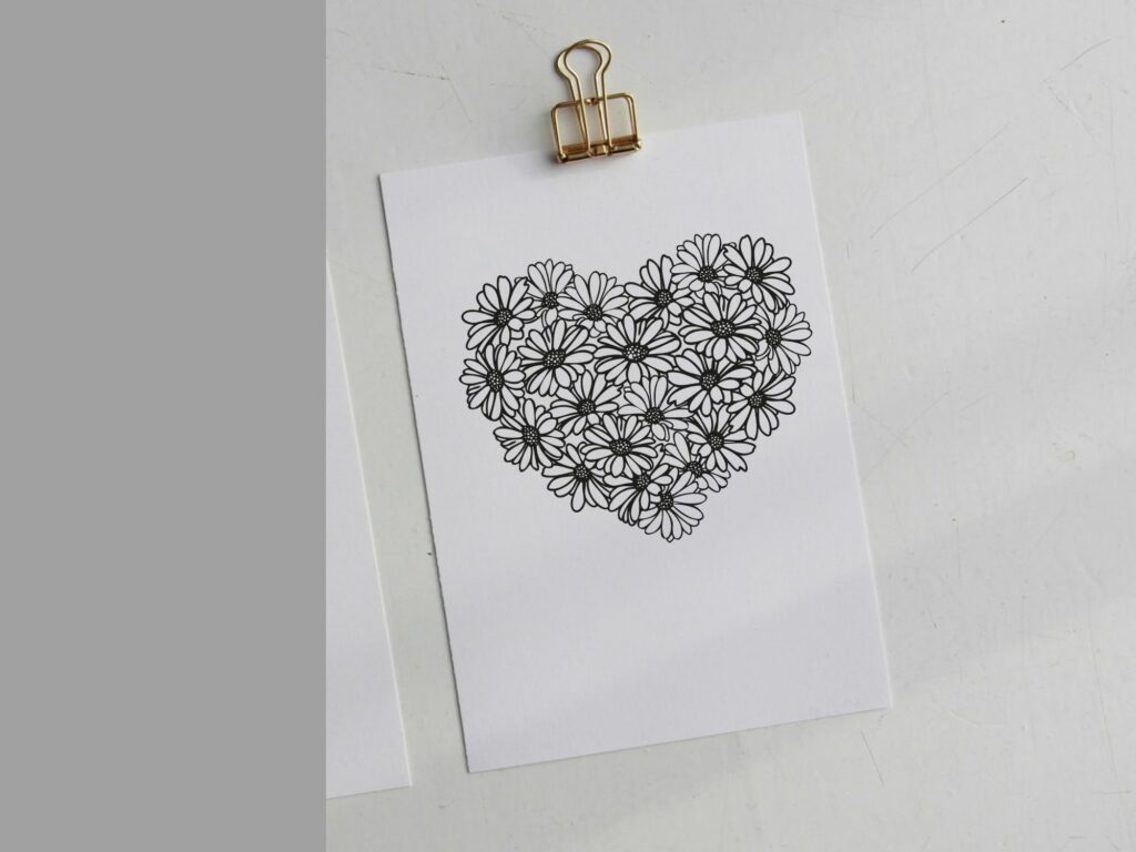 Valentine flower heart with daisy svg - MasterBundles