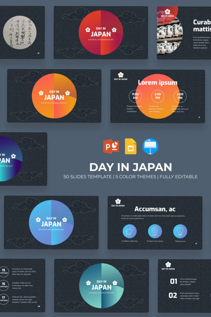 Huge Japanese Presentation Bundle: 300 Slides PPTX, KEY, Google Slides ...
