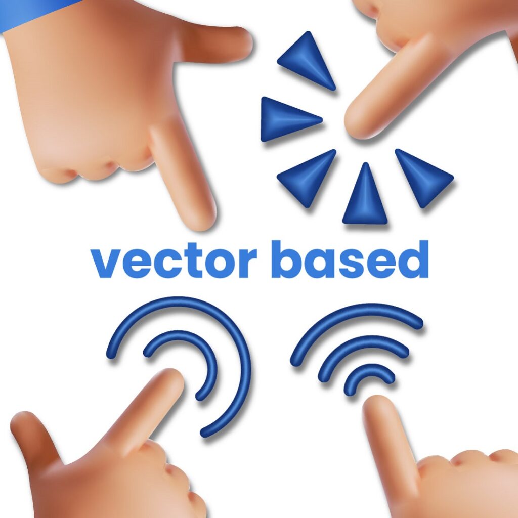 3d hand click icons vector design - only $11 - MasterBundles