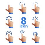 3d hand click icons vector design - only $11 - MasterBundles