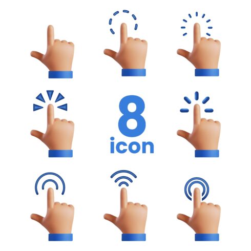 3d hand click icons vector design - only $11 - MasterBundles