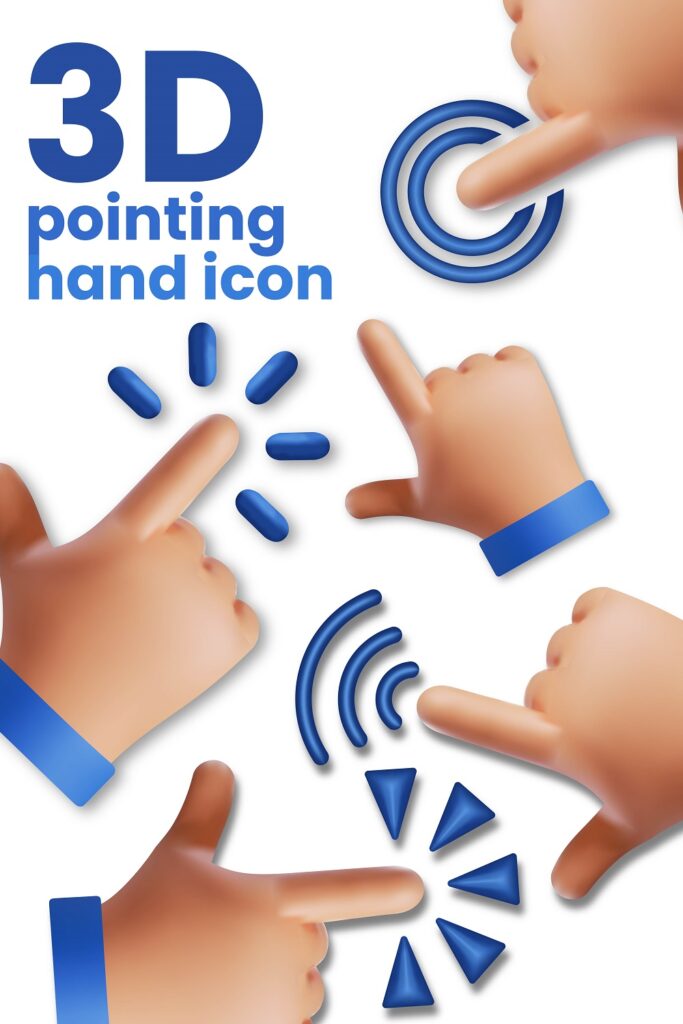 3d hand click icons vector design - only $11 - MasterBundles