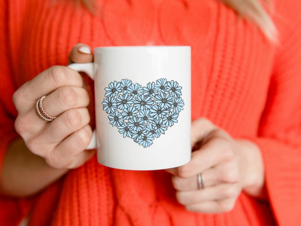 Valentine flower heart with daisy svg - MasterBundles