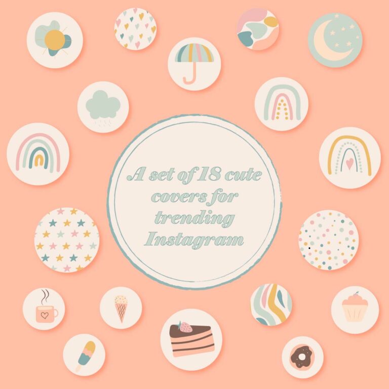 A set of 18 cute covers for trending Instagram stories - MasterBundles
