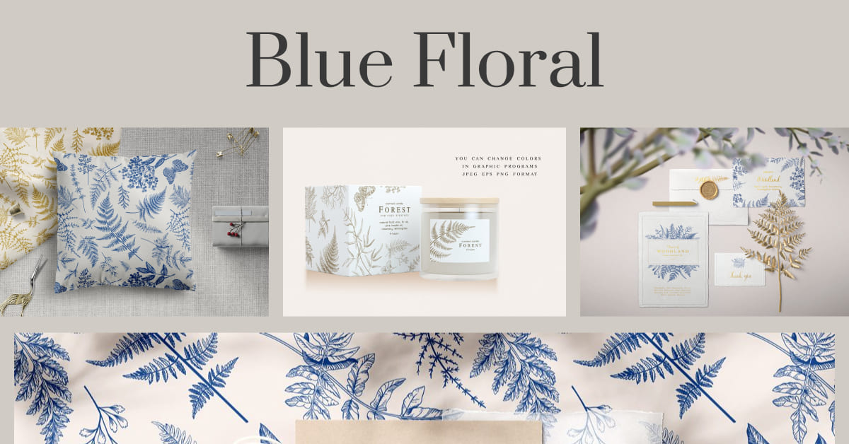 Blue Floral. Botanical Collection – MasterBundles