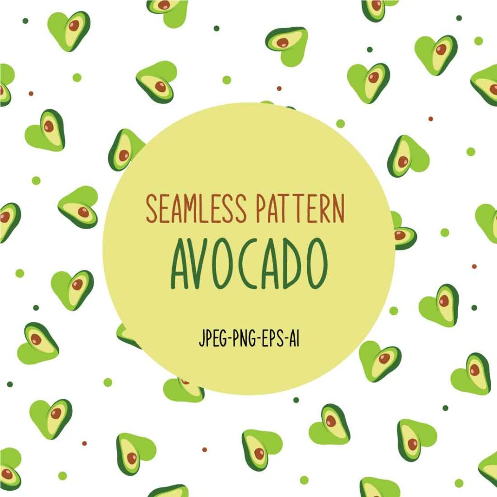 Seamless Pattern with heart shaped avocado - MasterBundles