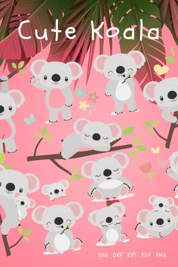 Cute Koala Bears Vector Clipart – MasterBundles