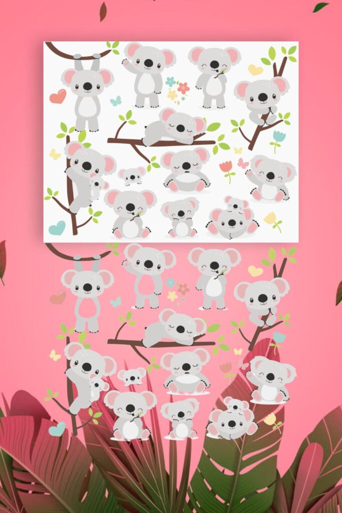 Cute Koala Bears Vector Clipart – MasterBundles
