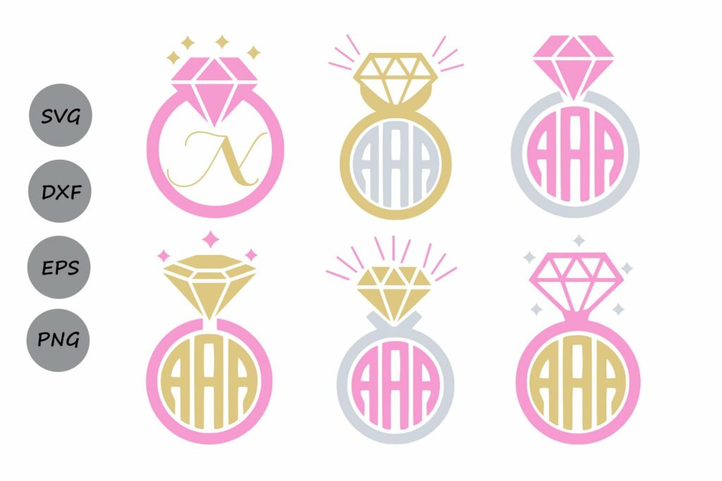 Diamond Ring SVG, Diamond Monogram Frame, Diamond SVG – MasterBundles
