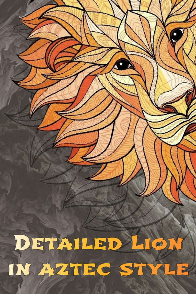 Detailed Lion in Aztec Style – MasterBundles