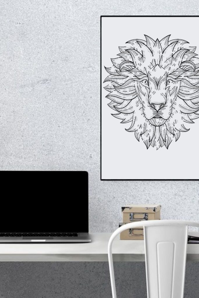 Detailed Lion in Aztec Style – MasterBundles