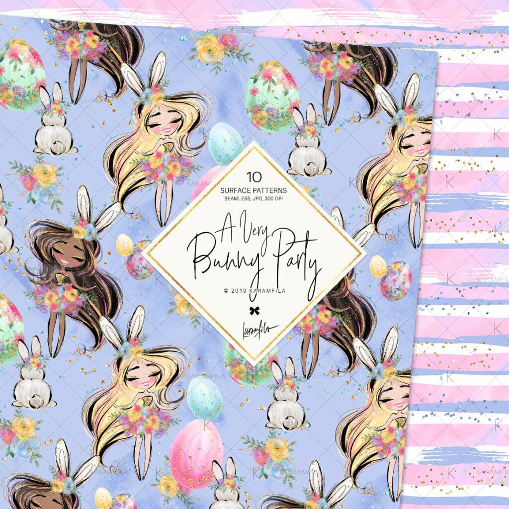 Easter Eggs Bunny Fairy Patterns – MasterBundles