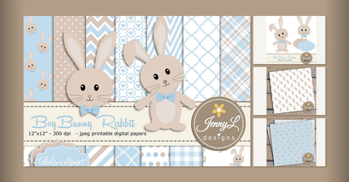 Boy Bunny Rabbit Digital Paper – MasterBundles