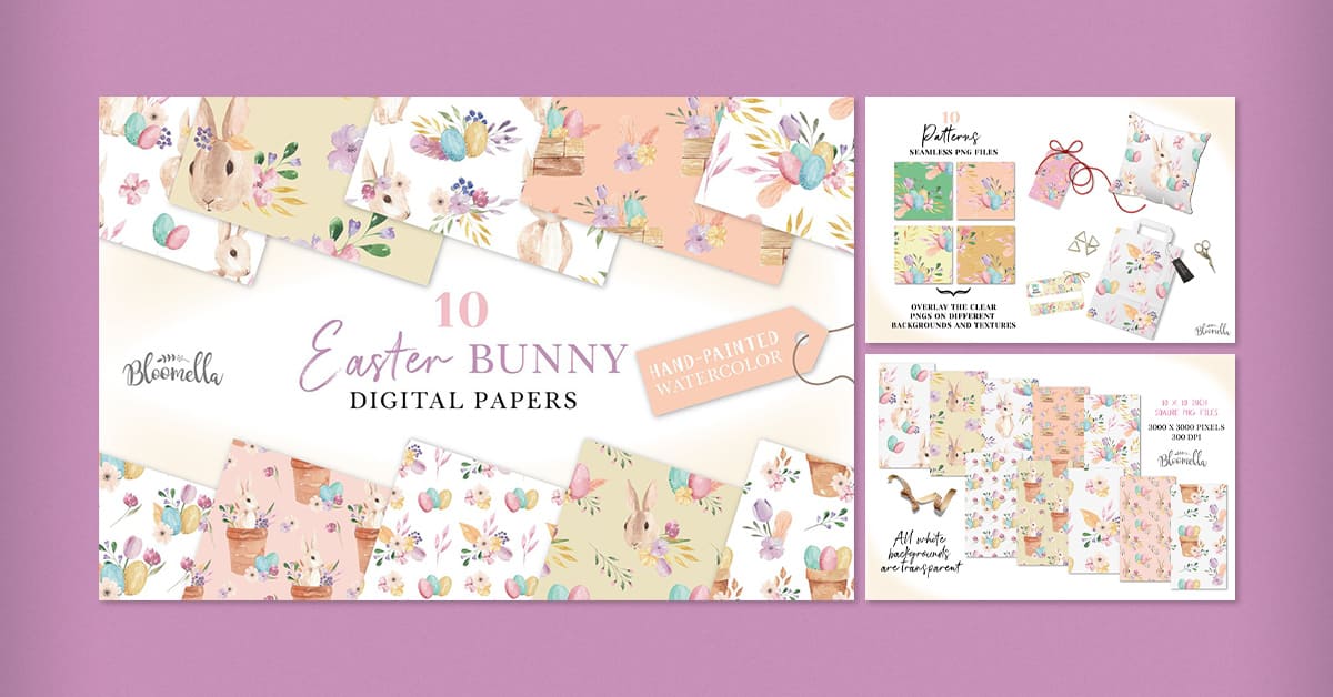 Easter Bunny Patterns Eggs Spring – MasterBundles