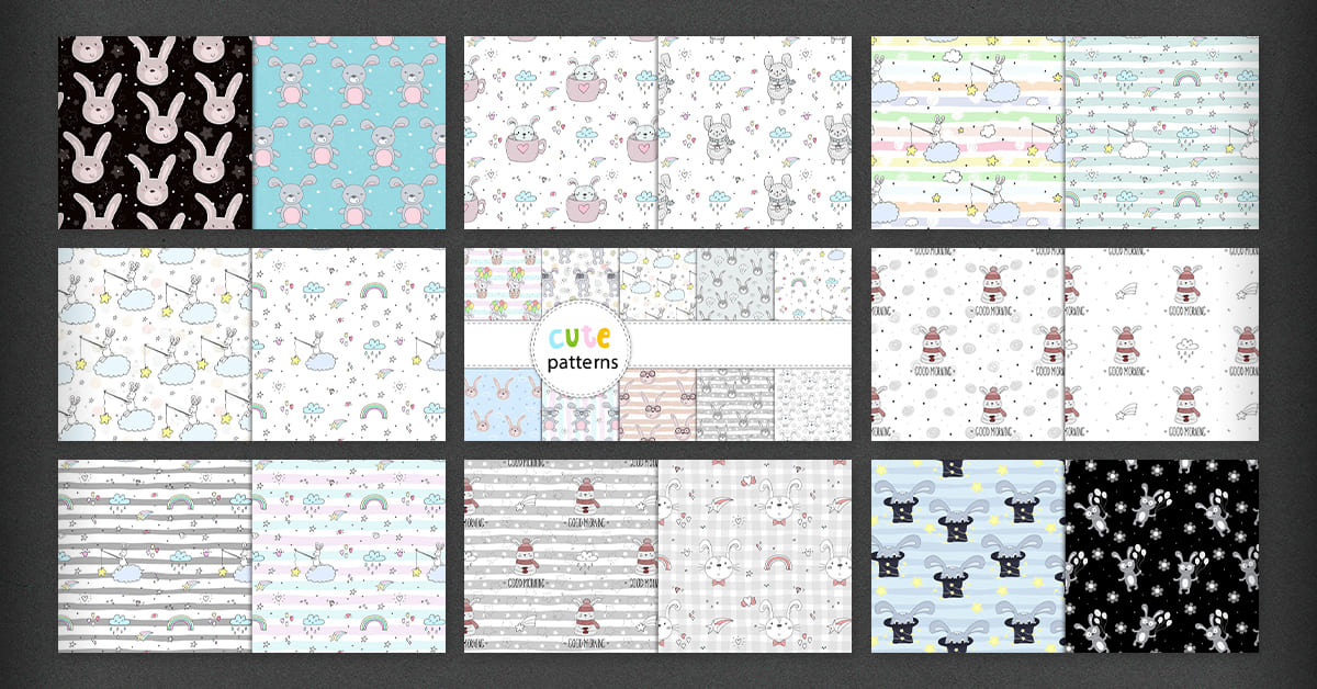 Cute Rabbits Patterns Collection – MasterBundles